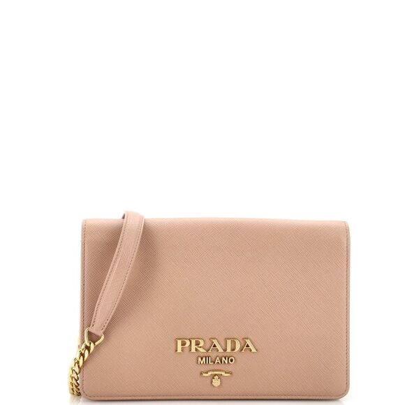 Prada | Bags | Prada Chain Wallet Crossbody Saffiano Leather Neutral ...